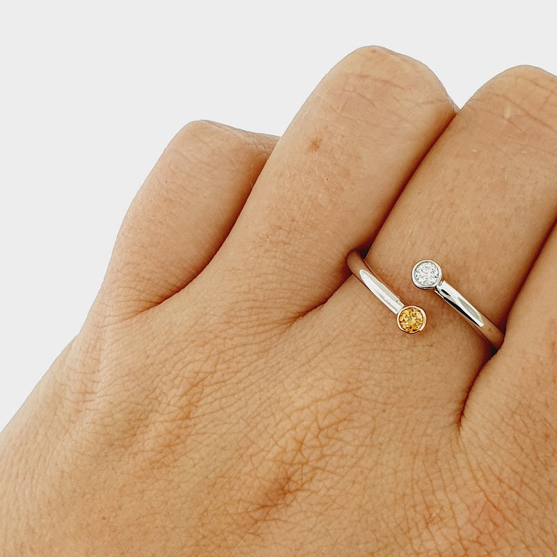 Natural Orange and White Diamond 9ct Gold Ring – The Goldsmiths Gallery ...