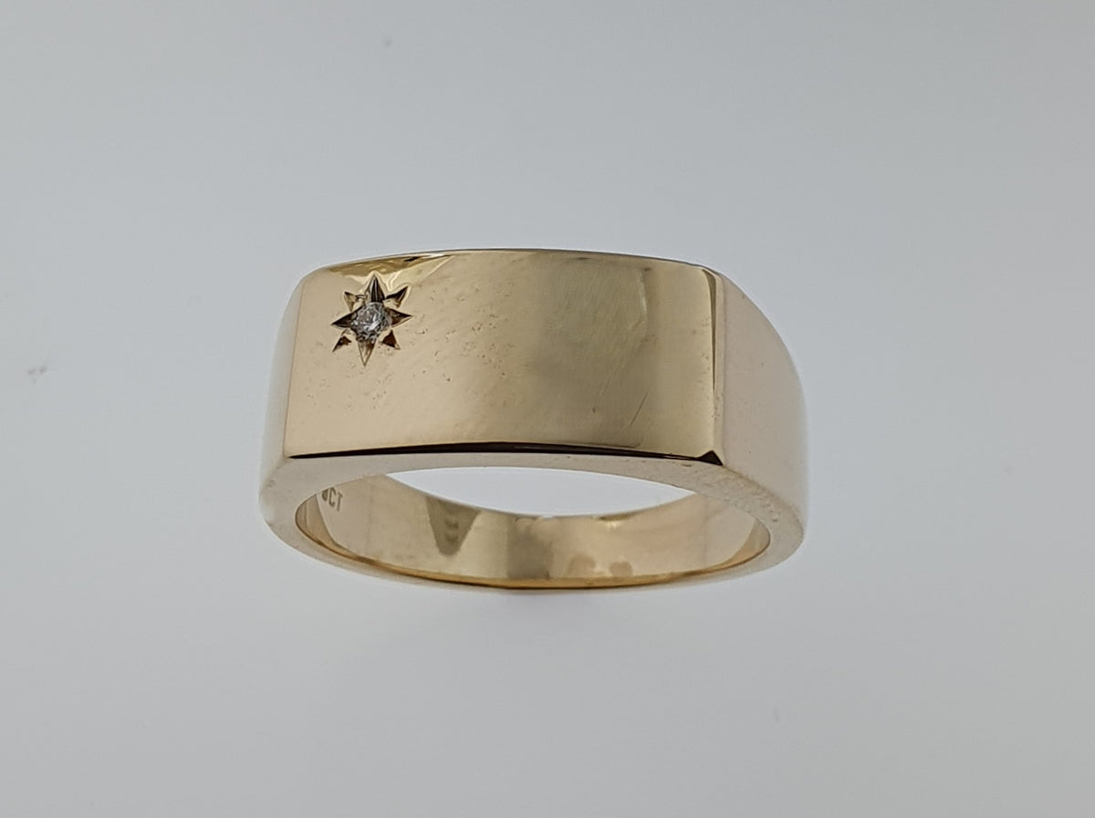 Diamond 9ct Gold Signet Ring – The Goldsmiths Gallery Limited
